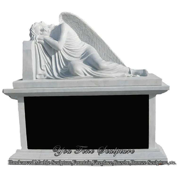 Outdoor Hand Carved Stone Natural Marble Crying Angel Engraving ...