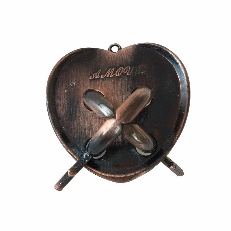Chinese Die Cast Iron Love Heart Shape Puzzle Educational Metal Puzzle ...