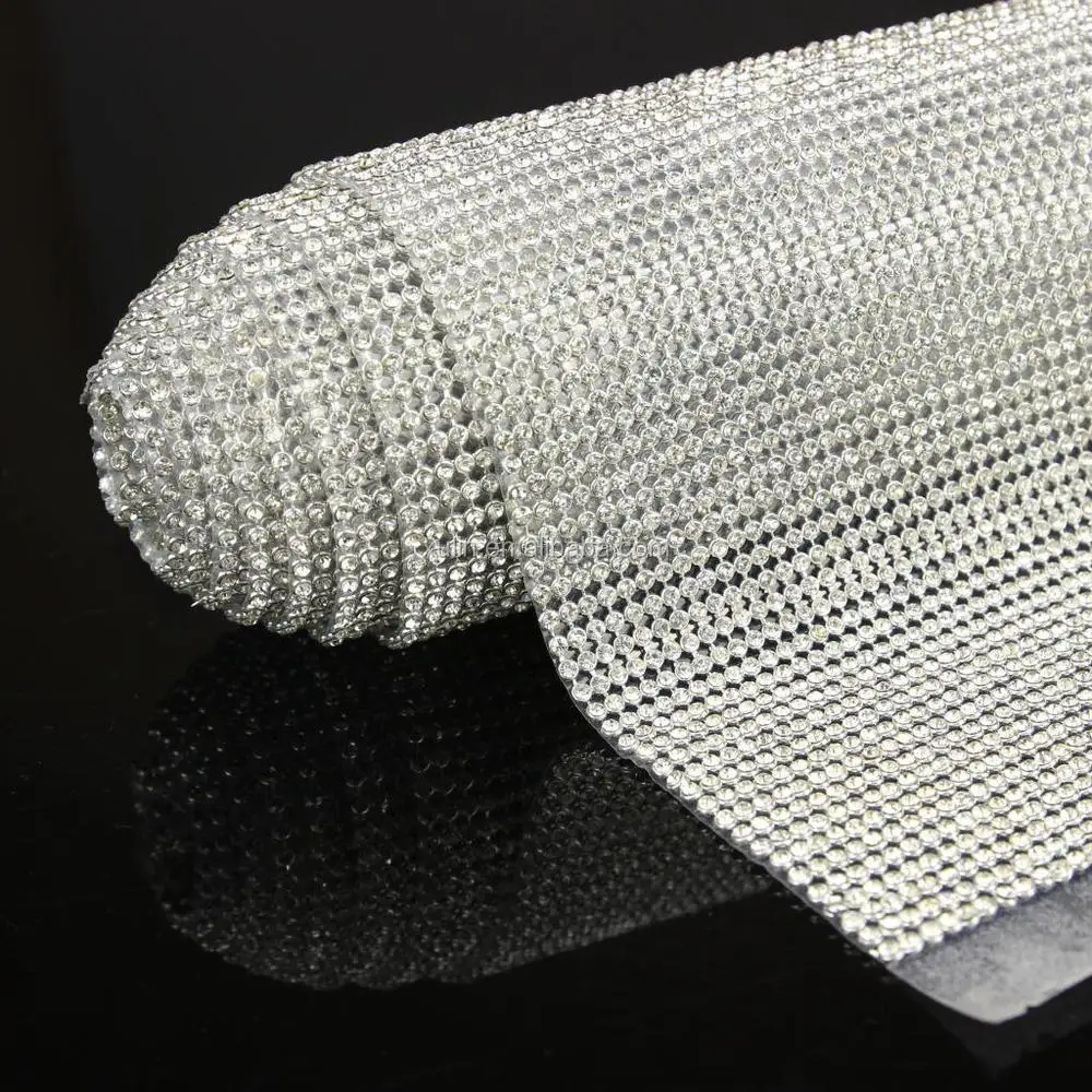 Gold Base Crystal Ab Color Hot Fix Crystal Rhinestone Mesh Trimming ...