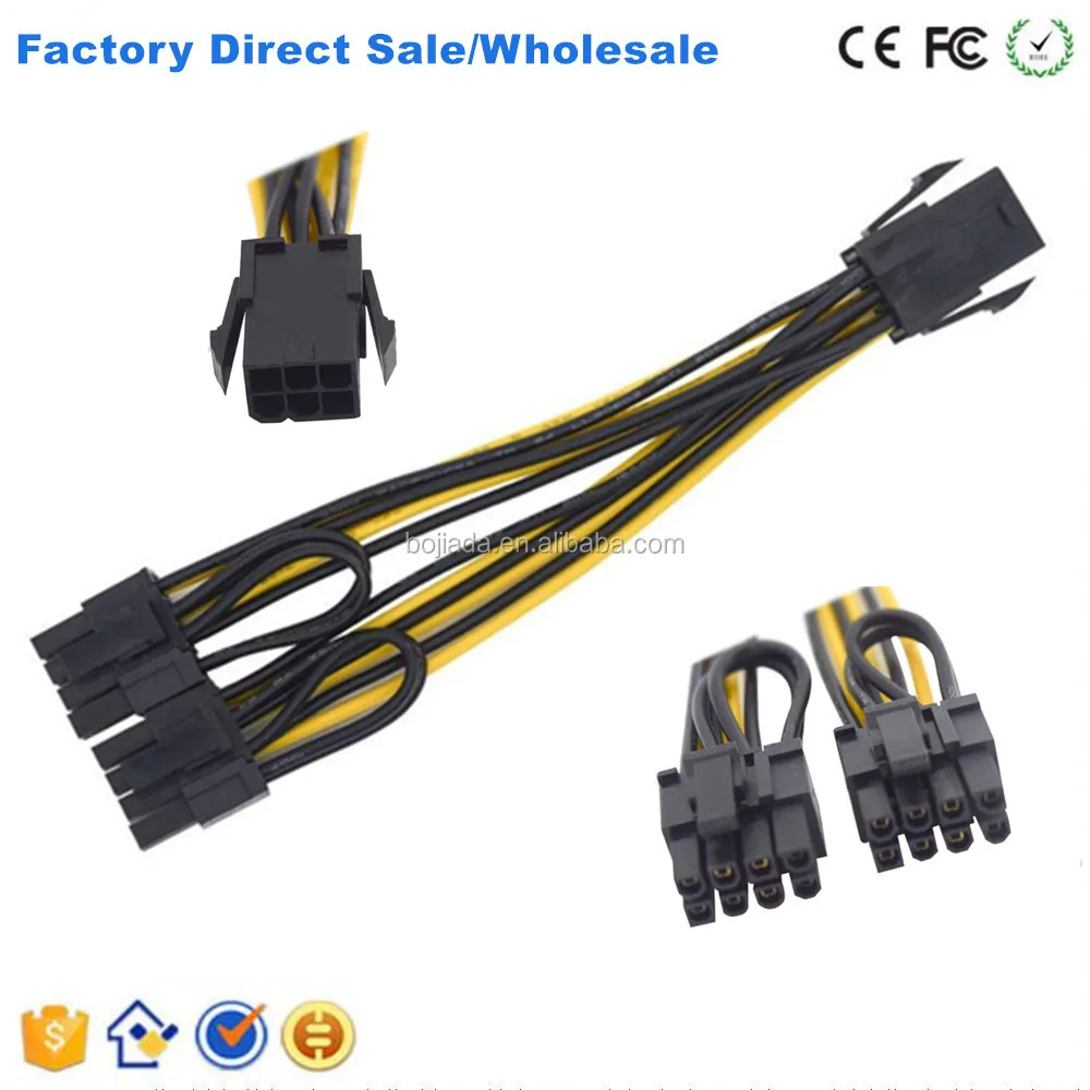 Pci Express Pci-e Pcie 6pin Female To Dual 8pin ( 6+2pin ) Male ...