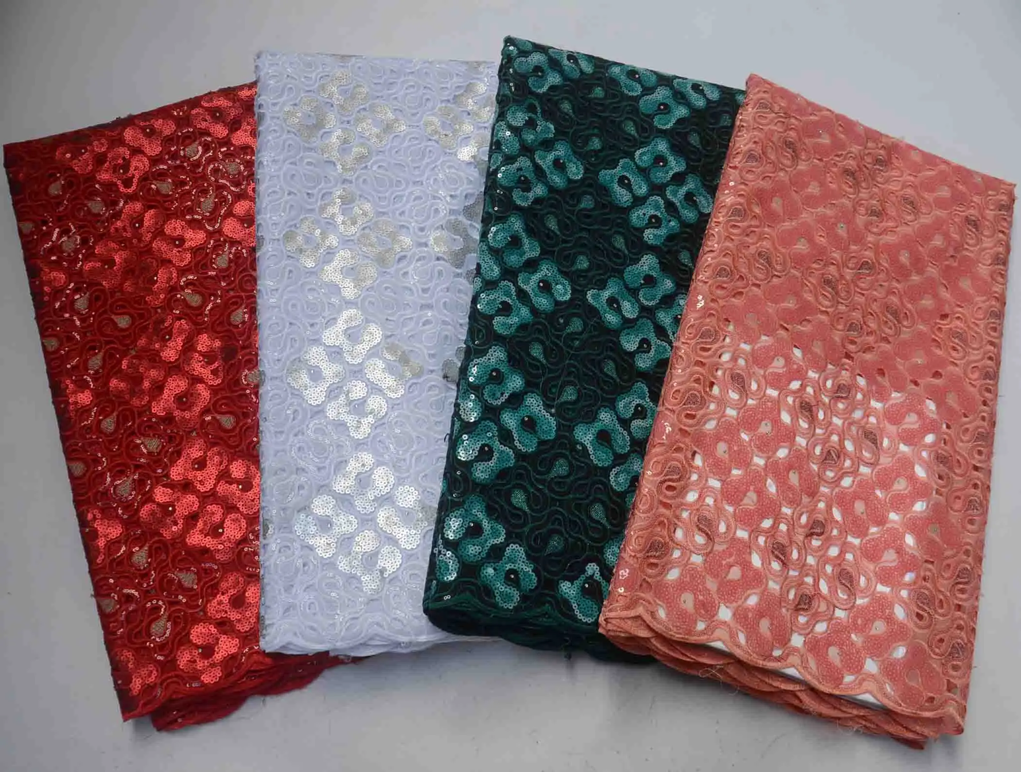 High Quality Aqua African Organza Sequin Lace Fabric Hot Sale Double ...