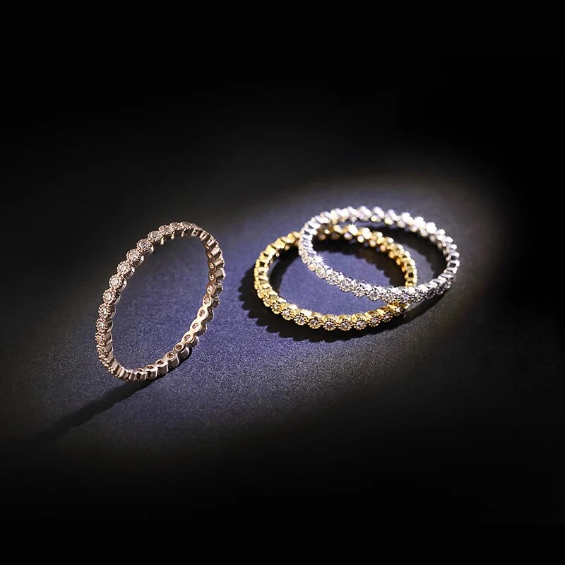 Gemnel 925 Silver Jewelry Rose Gold Simple Ring Set Combination Rings ...