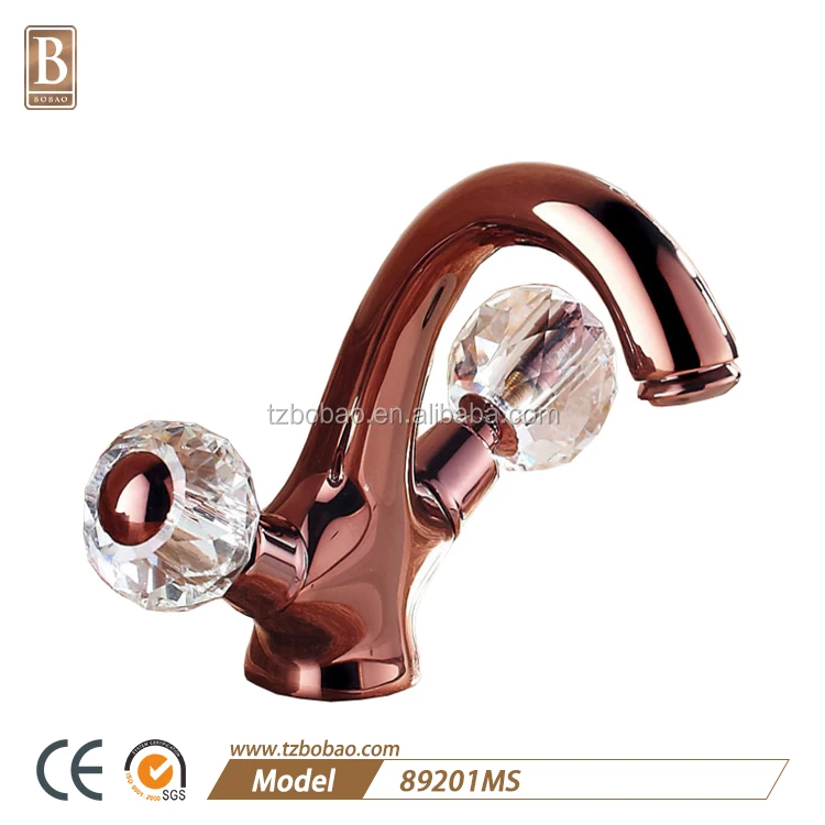 Luxury Brass Hot and Cold Crystal Handle Gold Color Faucet