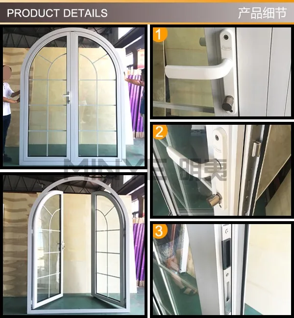 Curved Top Design Pvc Double Open Swing Window Upvc Casement Windows ...