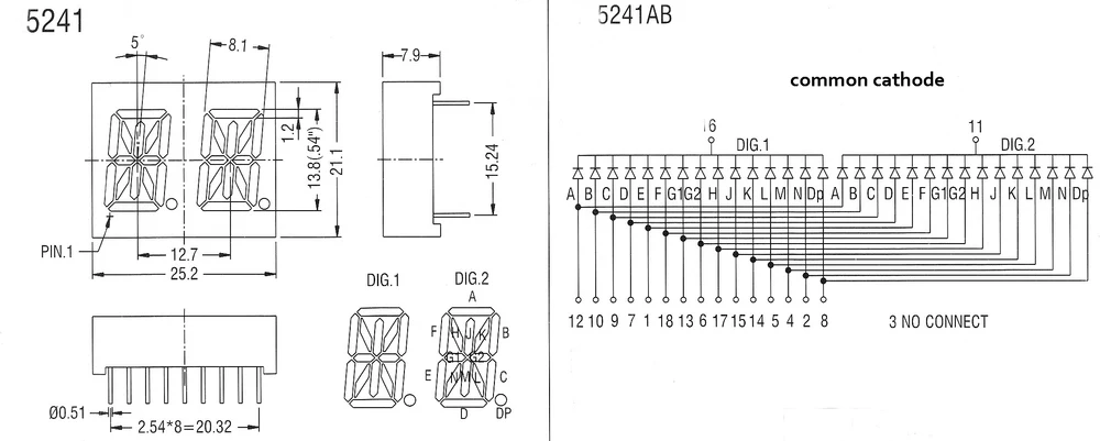 Single Color Dual Digits Alpha Numeric Digital Led 15 Segment Led ...