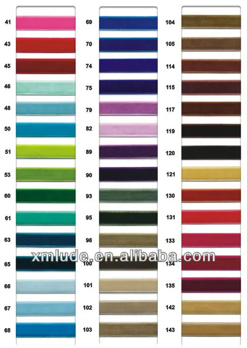 High Quality Velvet Ribbon Color Chart - Buy Velvet Ribbon Color Chart ...
