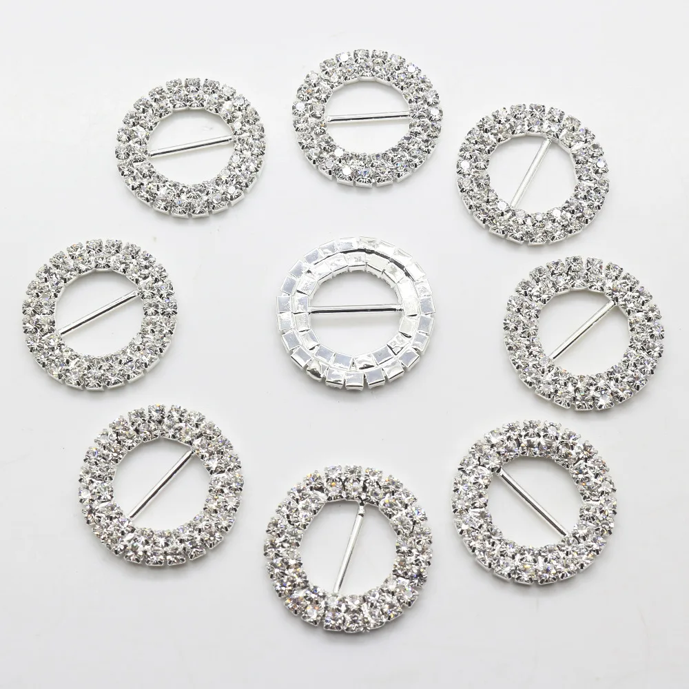 25mm Round Rhinestone Slide Buckles for Garments & Accessories