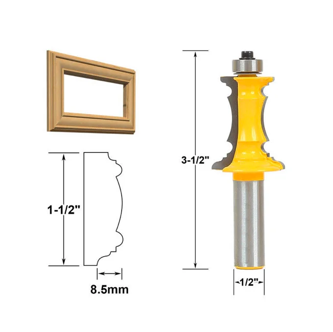 L-N091 1pc Mitered Door Molding & Chair Rail Router Bit - 1/2" Shank ...