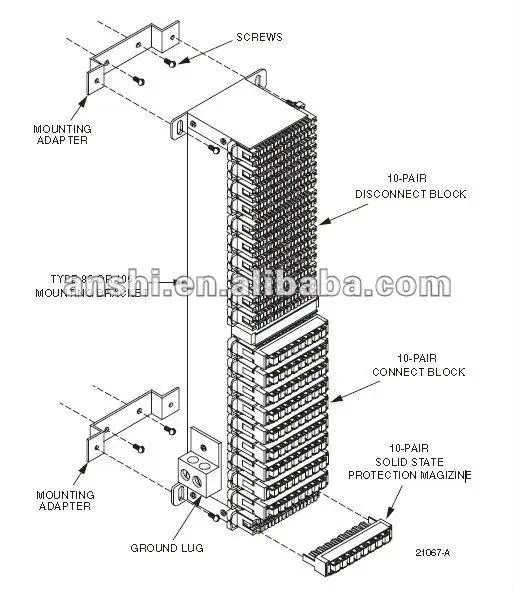 3 Pole 10 Pairs Over-Voltage Protection Gas Tube Arrester for Telecom ...