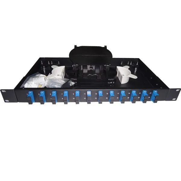 1U 19" ODF Fiber Optic Patch Panel with 12 Duplex Ports