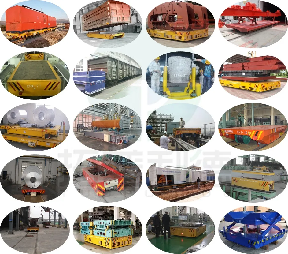 Heavy Duty Electric Rail Flat Cart for Raw Material Transport