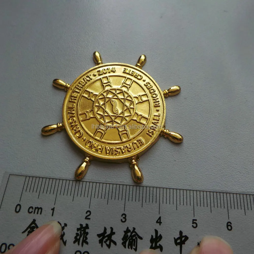 Nautical Ship Wheel Helm Souvenir,Metal Ship Rudder Badge Emblem - Buy ...