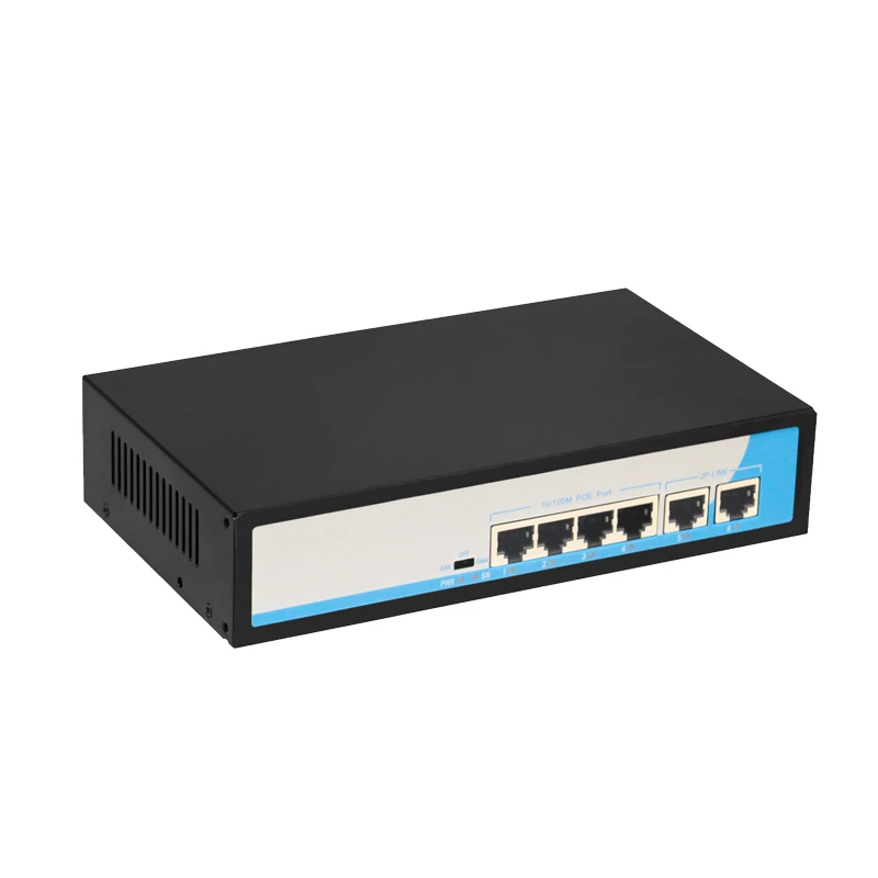 Fast 4 Ports Mini Poe Switch With 2 Uplink Ethernet Ports Turn On/off ...