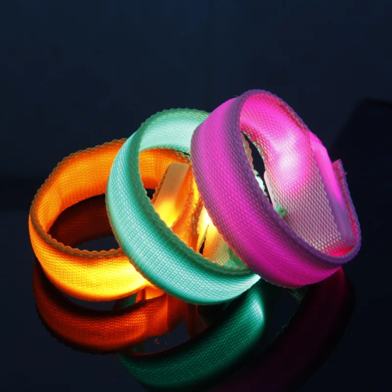 Led Light Up Band Slap Bracelets Night Safety Wrist Band For Cycling ...