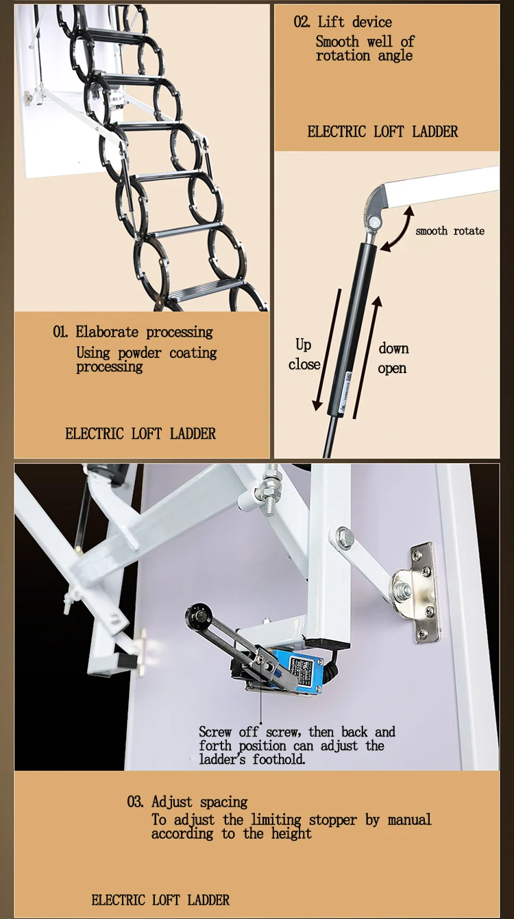 Standard Steel Retractable Automatic Telescopic Attic Ladders/remote ...