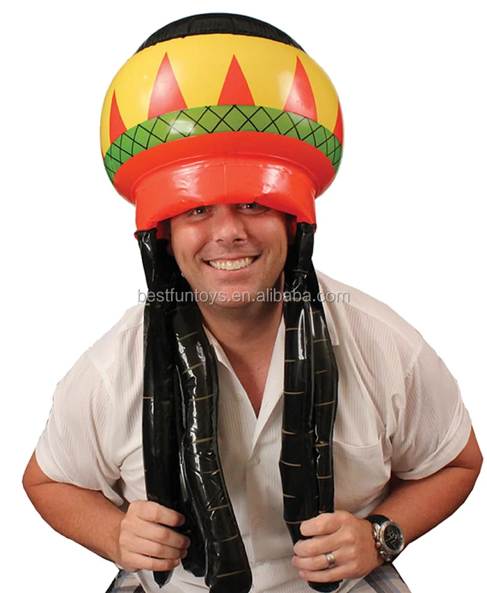 Eco-friendly Pvc Inflatable Big Heads Wig Plastic Blow Up Wig Hat Giant ...