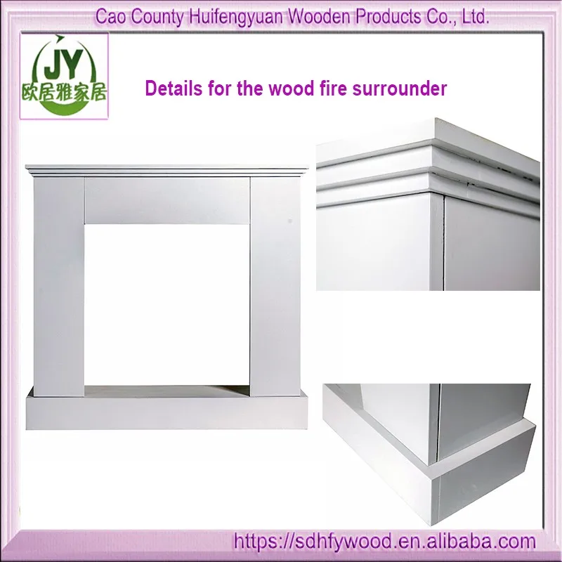 White Wooden Panel Fire Surround H97 L98 W22.5 Cm Wall Fireplace Suite ...