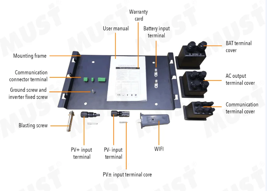 Must Ph1000 On/off Grid Hybrid Solar Inverter Power Inverter Dc 48v Ac ...