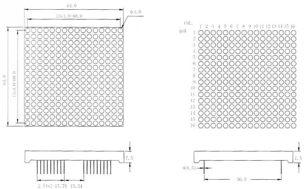 64x64 Mm Red 16x16 Led Matrix / Dot Matrix Display 3mm - Buy 16x16 Led ...