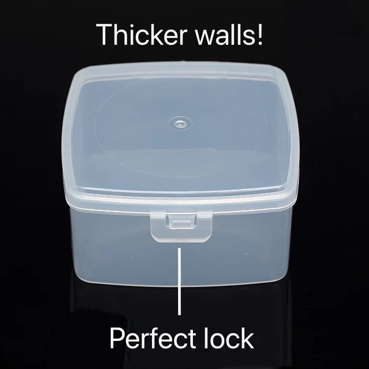 Clear Square PP Storage Plastic Box with Lid - Tool Organizer