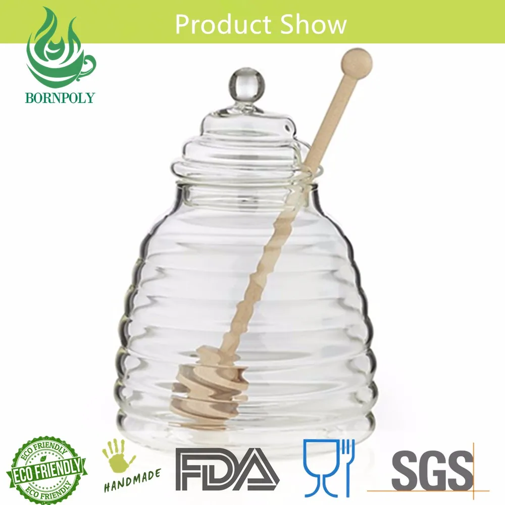 BORNPOLY Bee Shaped Honey Jar - Reusable Borosilicate Glass