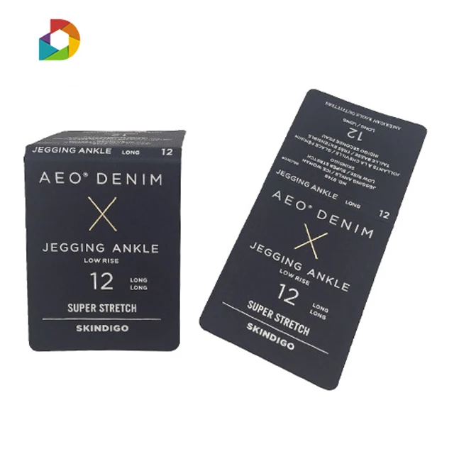 Jeans Waist Tag Folded Paper Label Tag Black Hangtag Custom Garment ...