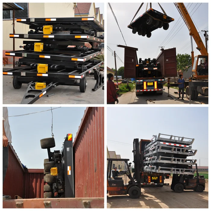 Full Trailer Turntable Low Bed Trailer Road Roller Trailer with Ramp 5ton