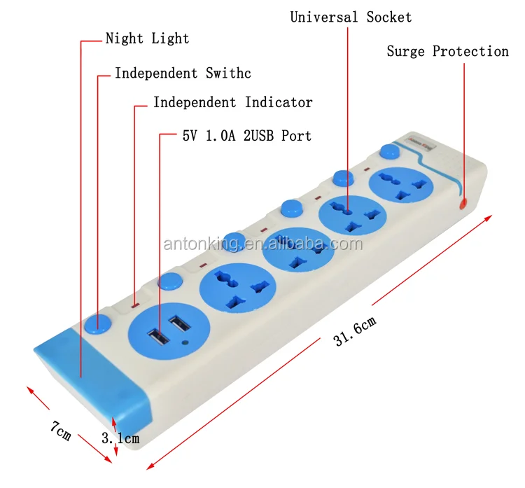 Multi Electrical Power Extension International Outlet Extension Cord Uk ...