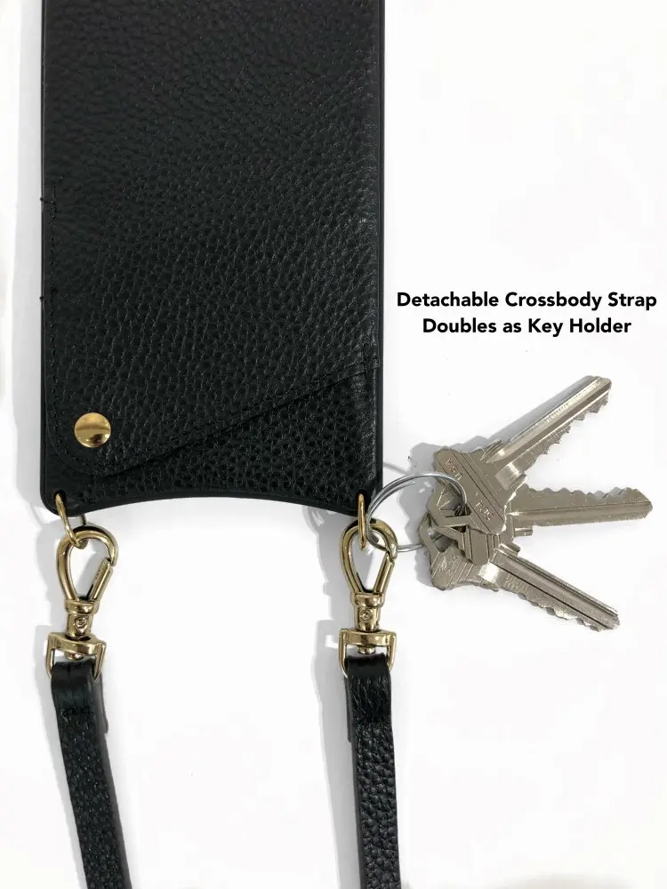 Cross Body Phone Case With Strap Compatibility Black Genuine Leather ...