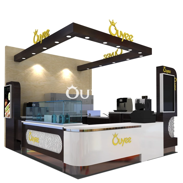 Mall Kiosk Counter Design - Top Display Cabinet for Fruit Juice Kiosk
