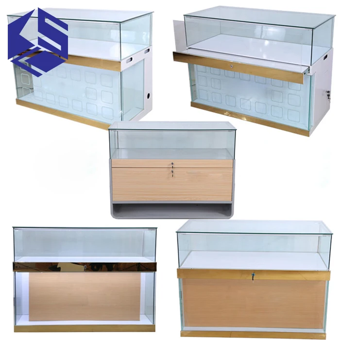 Wood Glass Mobile Phone Shop Display Showcase Counter Table