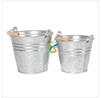 Galvanized Garden Water Bucket With Wooden Handle - Buy Galvanized ...
