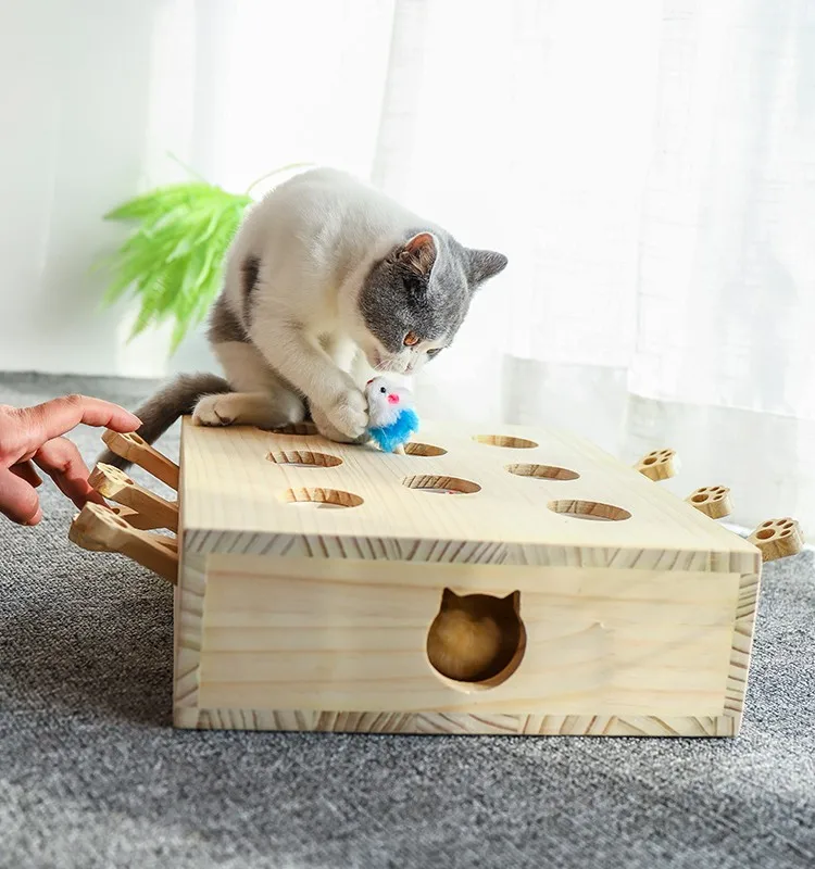 New Design Cat Toy Cat Natural Wooden Whack-a-mole Toy - Buy New Design ...