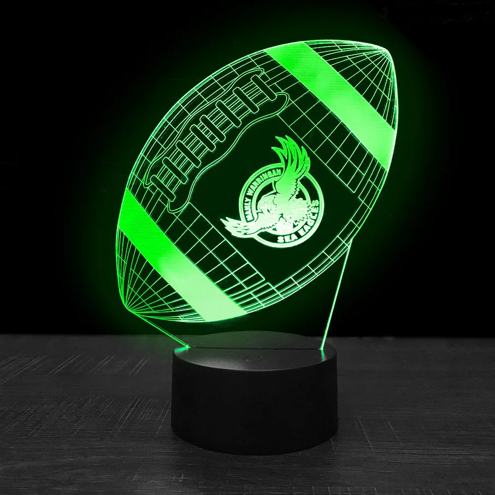 New Gift Lamp 7 Color Changing Decorative Rugby Night Light American ...