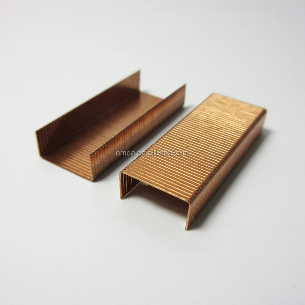 China Gold Supplier Office Metal Copper Plated Staples Pin 26 6 Size