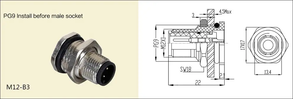 Metal Locking System Straight And Angled M12 Waterproof Connector - Buy ...