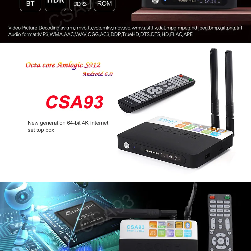 CSA93 S912 Amlogic Android TV BOX 3 hard GB 32 hard GB Media player 2 ...