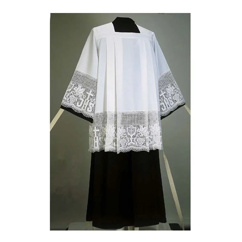 Custom White Clergy Surplice with Lace - Elegant & Durable