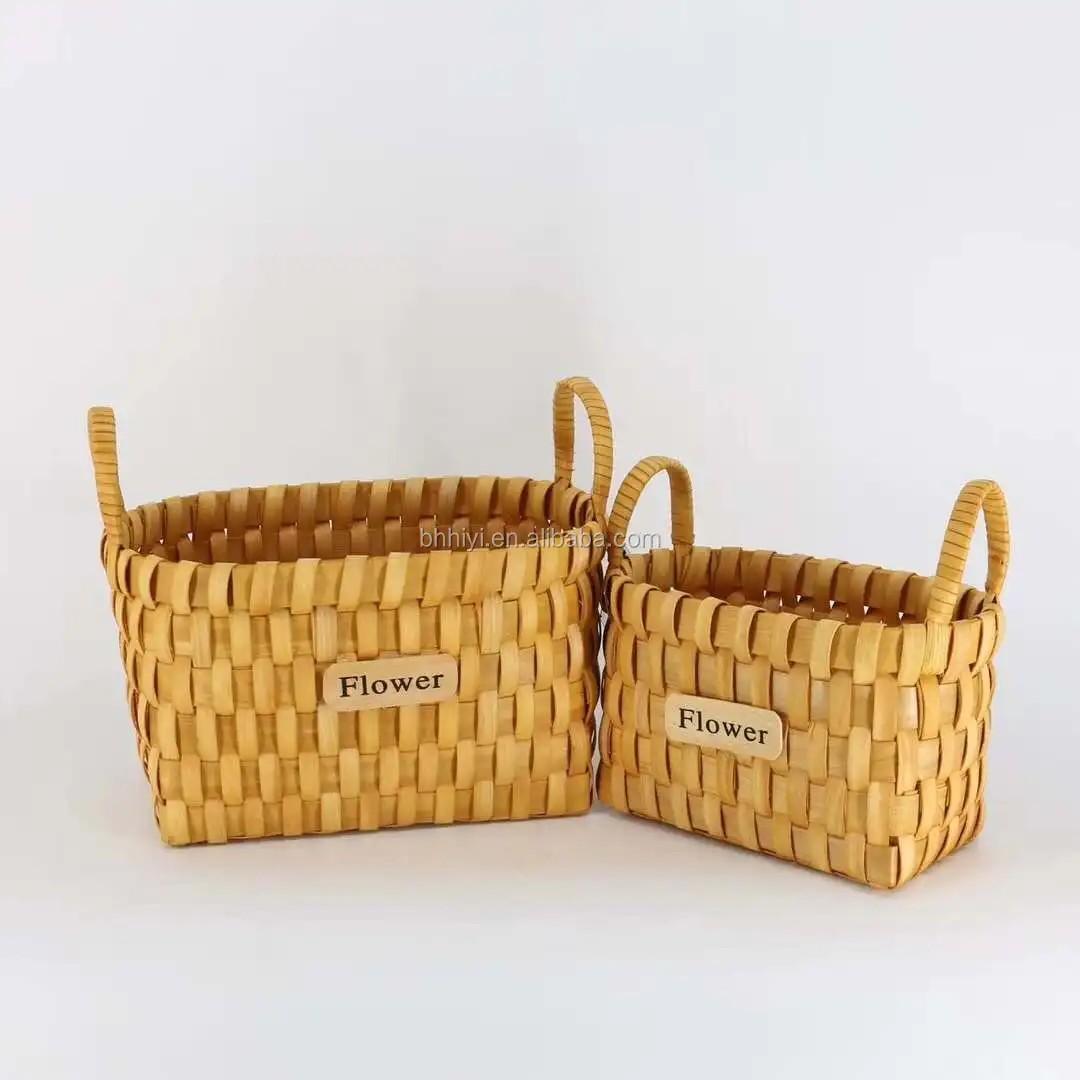 Cheap Wholesale Handmade Wood Chip Flower Decoration Baskets Food Candy ...