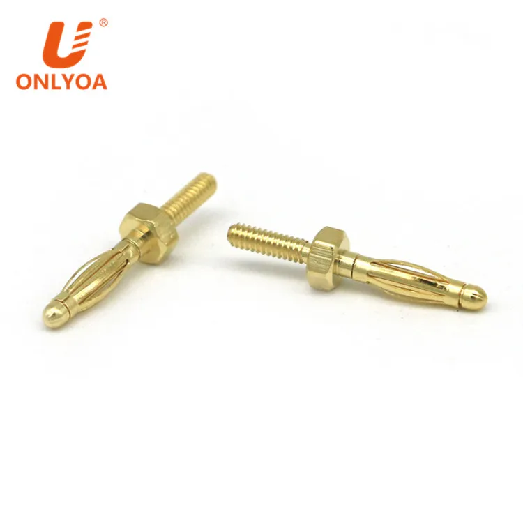 ONLYOA Custom Gold Plated Copper 2mm Hex 19.5mm Banana Plug M2 Thread