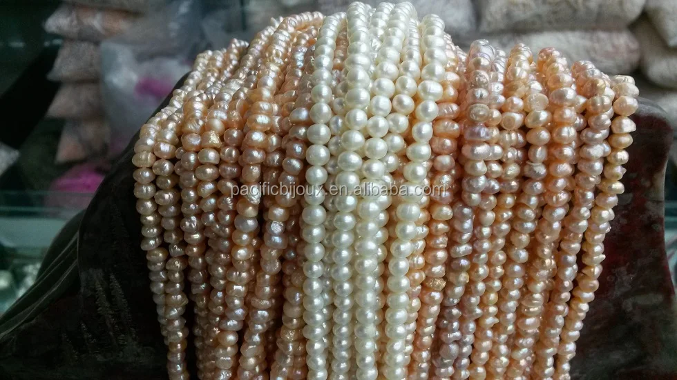 Real Freshwater Pearl Strand 4mm To 5mm Milk Color Fresh Water Pearl ...