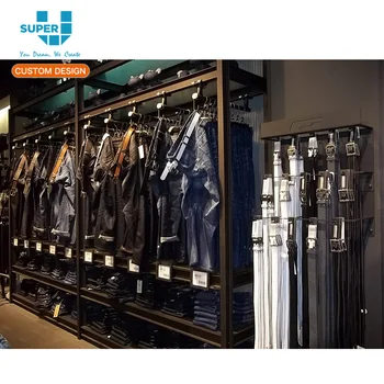 Vintage Denim Jeans Shelf Display Racks Retail Shop Hanging Jeans ...
