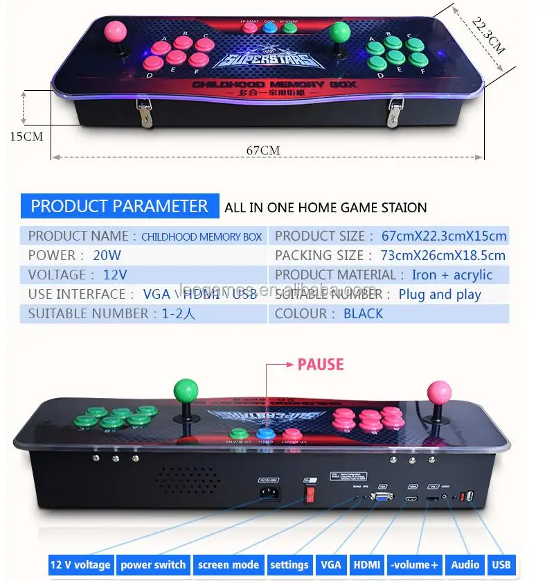 2017 Newest Joystick Push Button With Jamma Multi Game Board Pandora ...