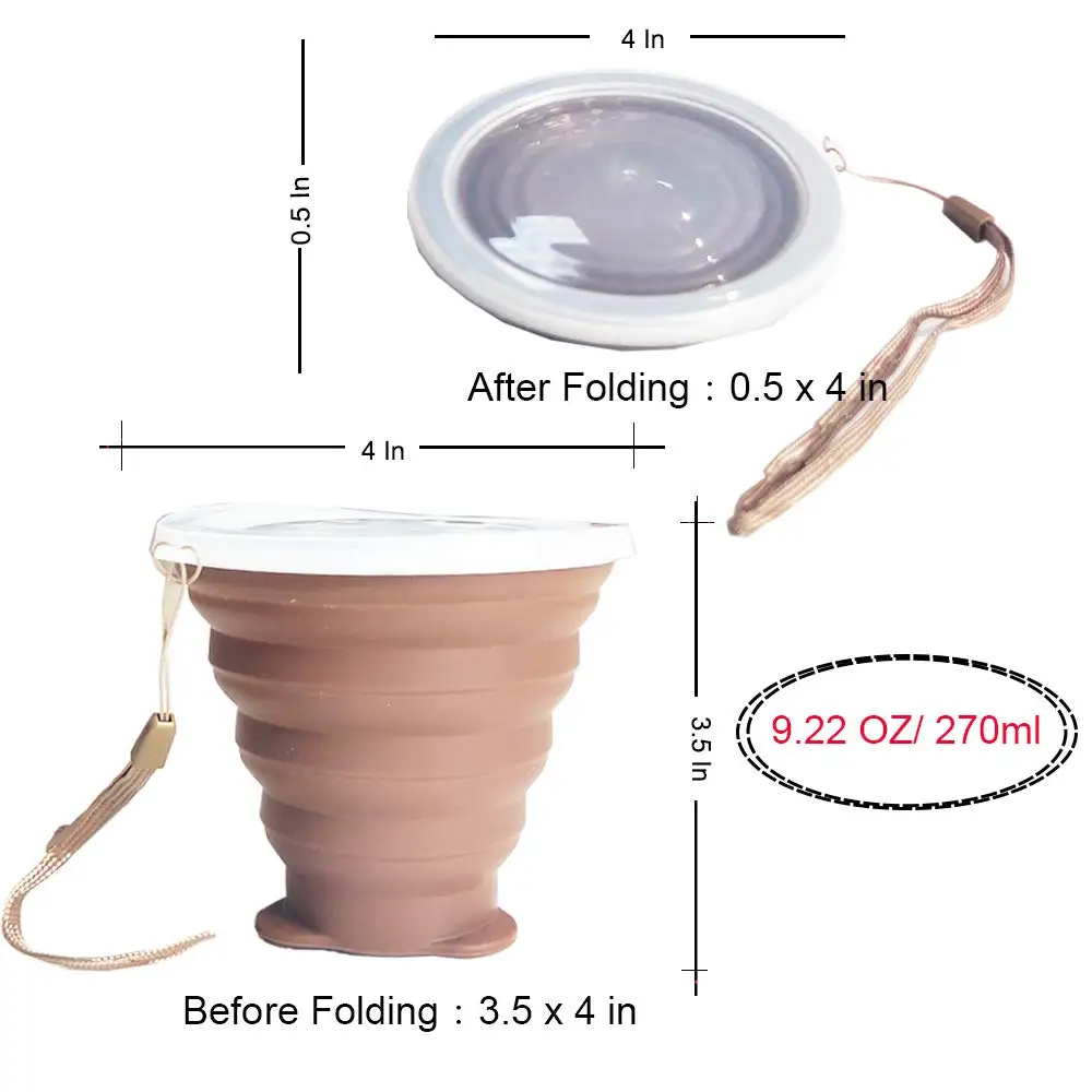 Custom Bpa Free,Reusable Silicone Rubber 270ml Collapsible Drinking Cup ...