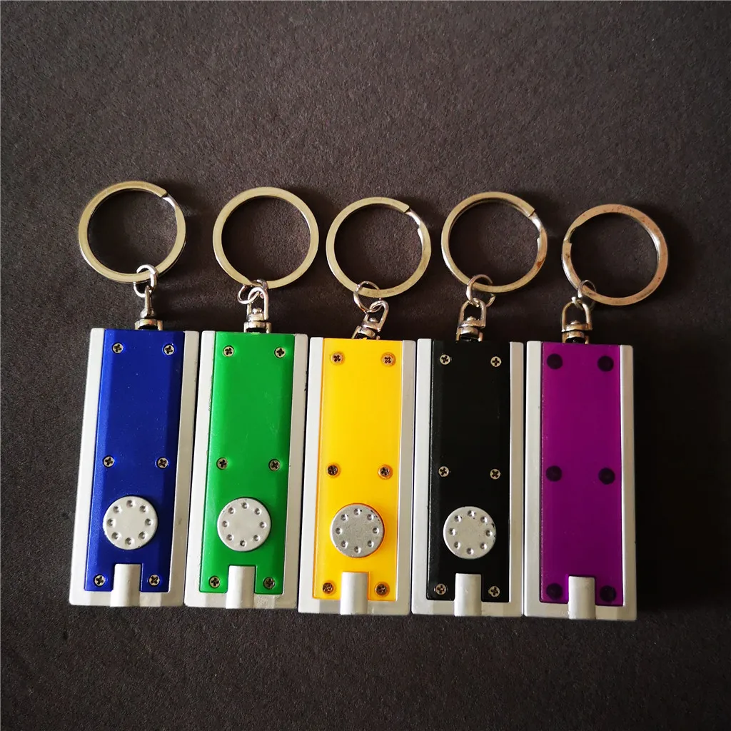 Led Mini Rectangle Torch Keyring with Round Button