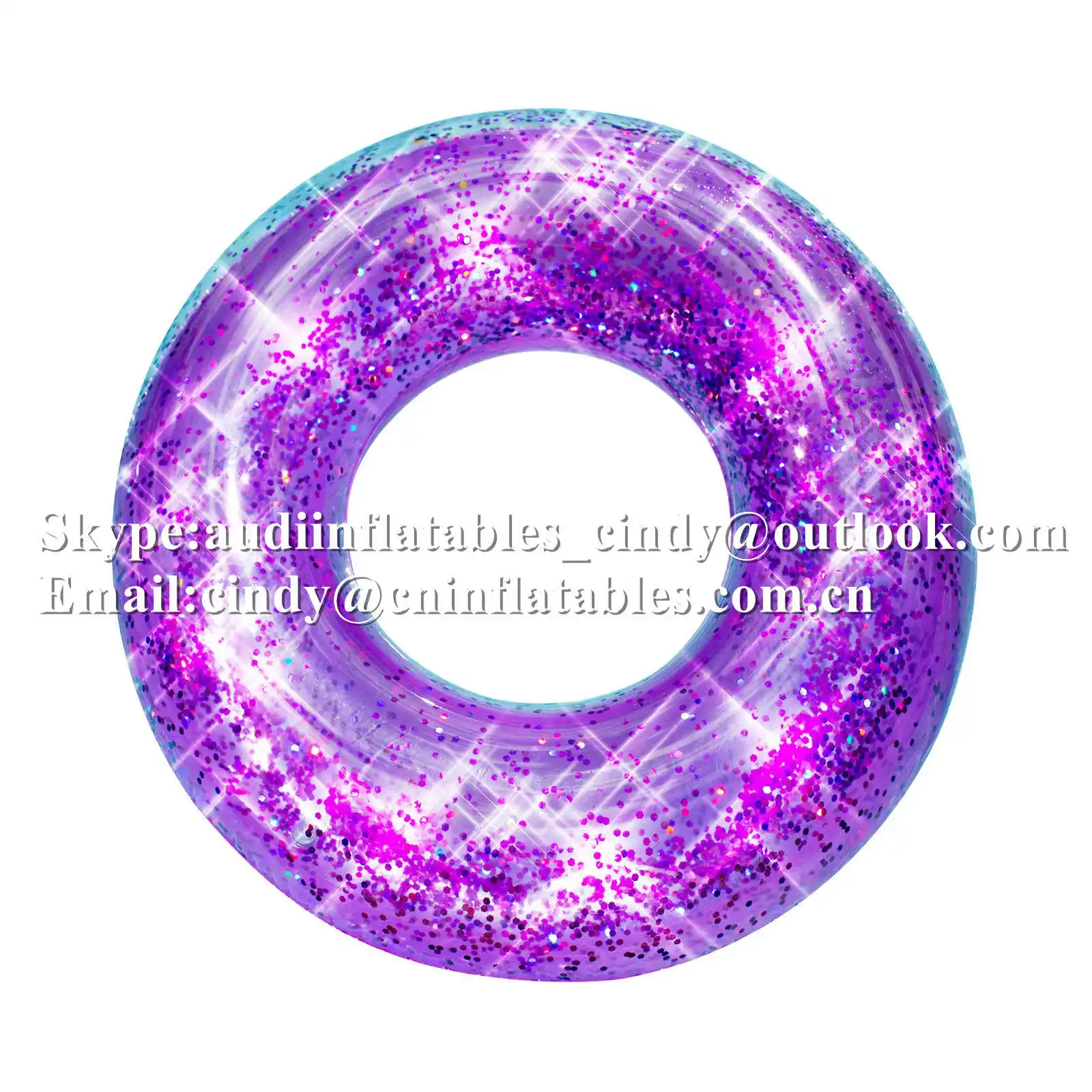 Glitter 36" Inflatable Swimming Pool Tube Purple Inflatable Float Ring ...