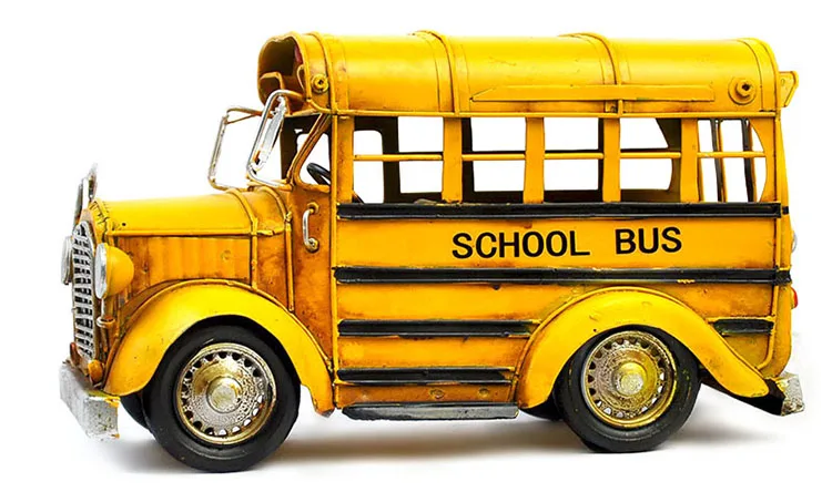 Vintage School Bus Models For Home Decoration Iron Metal Crafts For ...