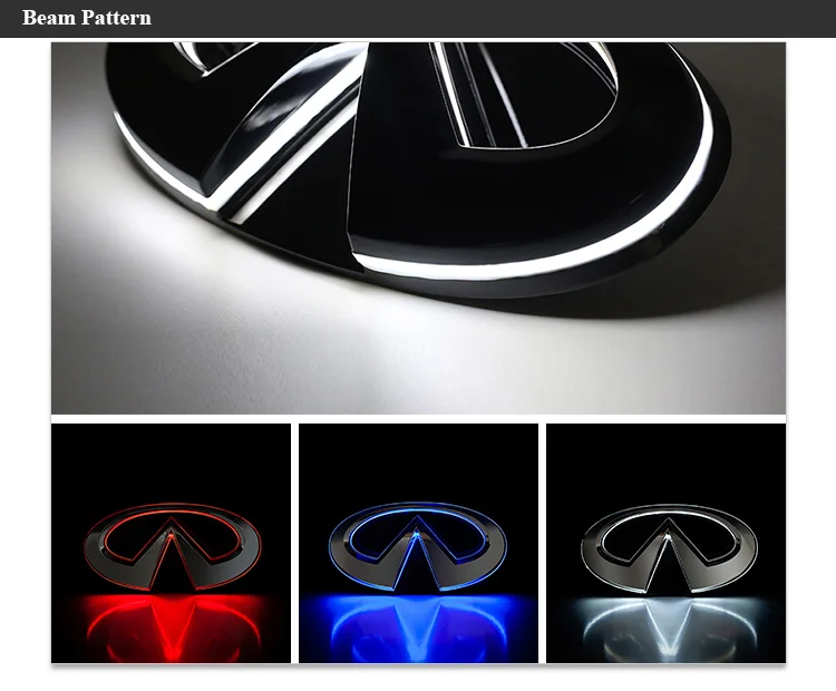 5d Lighted Grille Emblems Led Logo Badge For Infiniti Q50 Silver Chrome ...