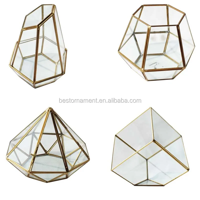 Bestthings Irregular Glass Gold Geometric Terrarium