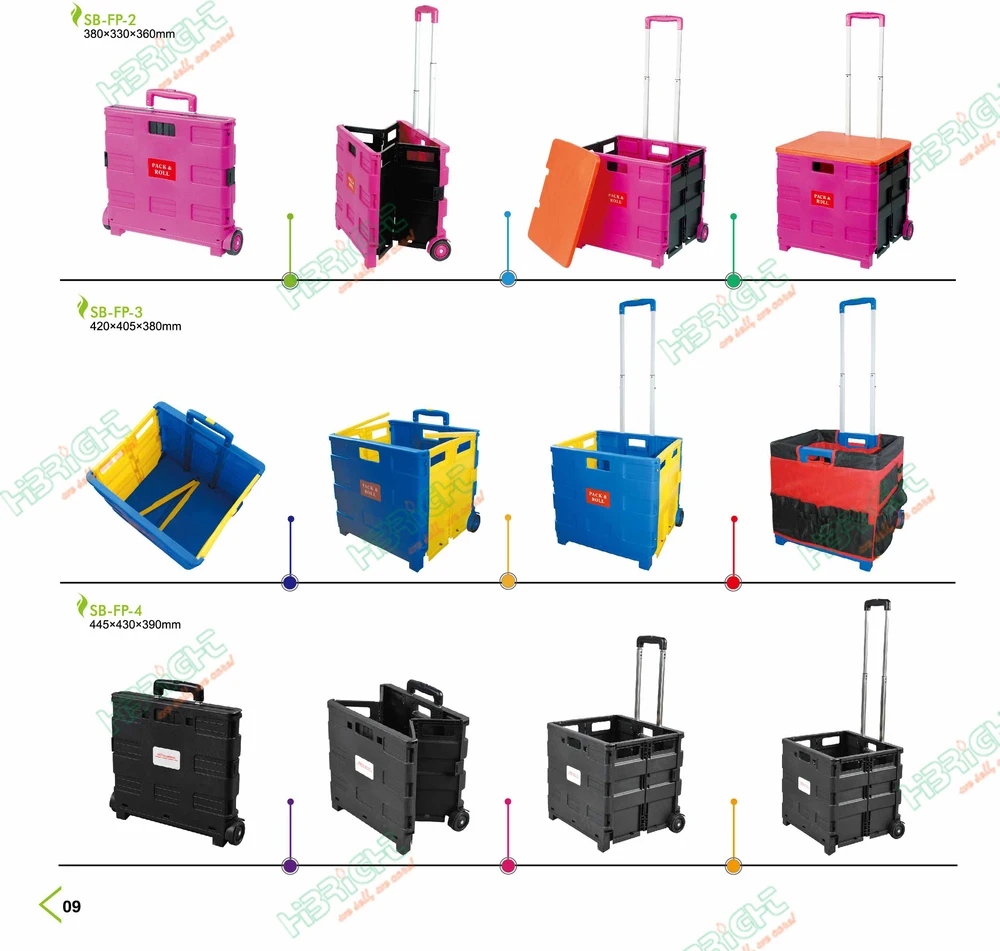 Plastic Foldable Luggage Trolley With Telescopic Handle - Buy Foldable ...